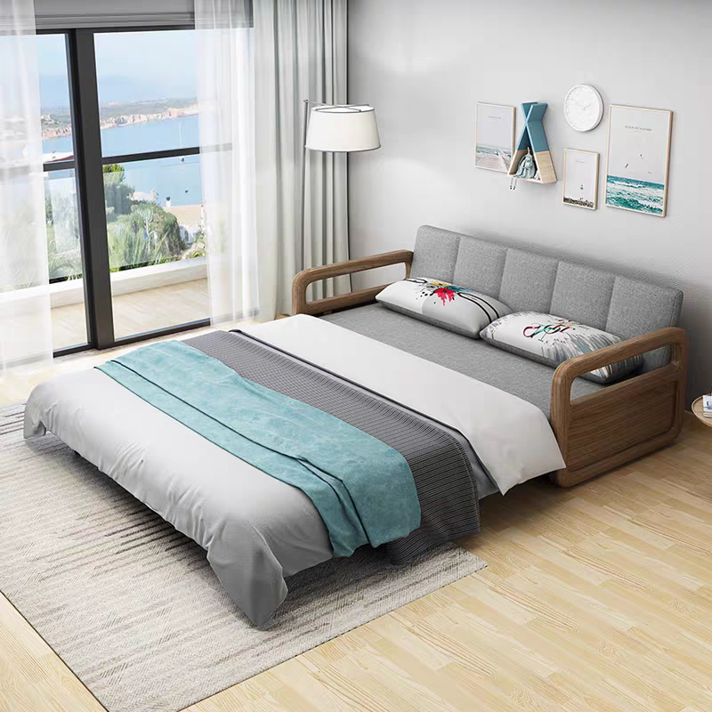 Sofa Giường Đa Năng Tay Gỗ, Sofa Giường Phòng Khách Đa Năng, Ghế Sofa ...