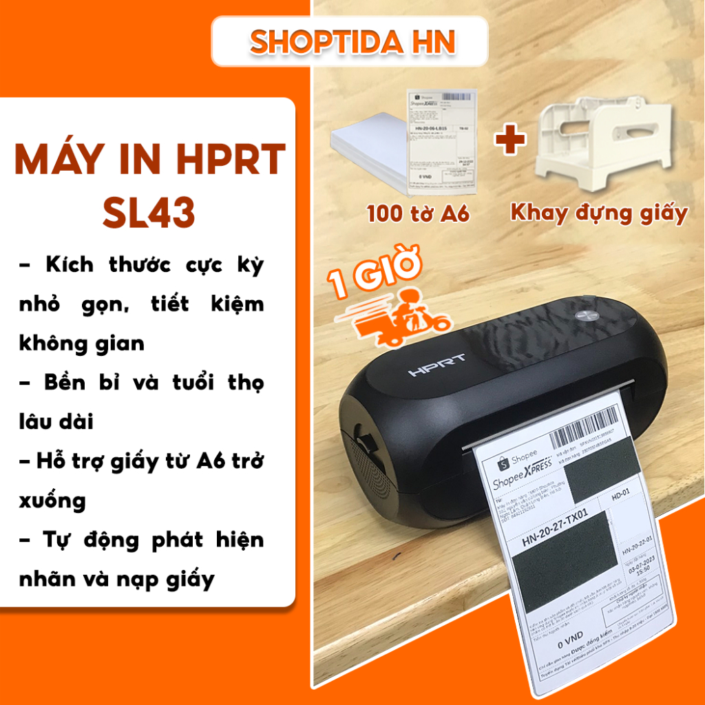 Máy in đơn hàng HPRT N43BT/SL43 in đơn hàng, logo, minicode, phiếu gửi ...