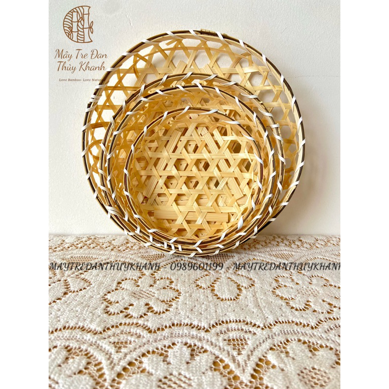 Rổ tre đan thưa hình tròn decor, đựng hoa quả Mây Tre Đan Thuỷ Khanh ...