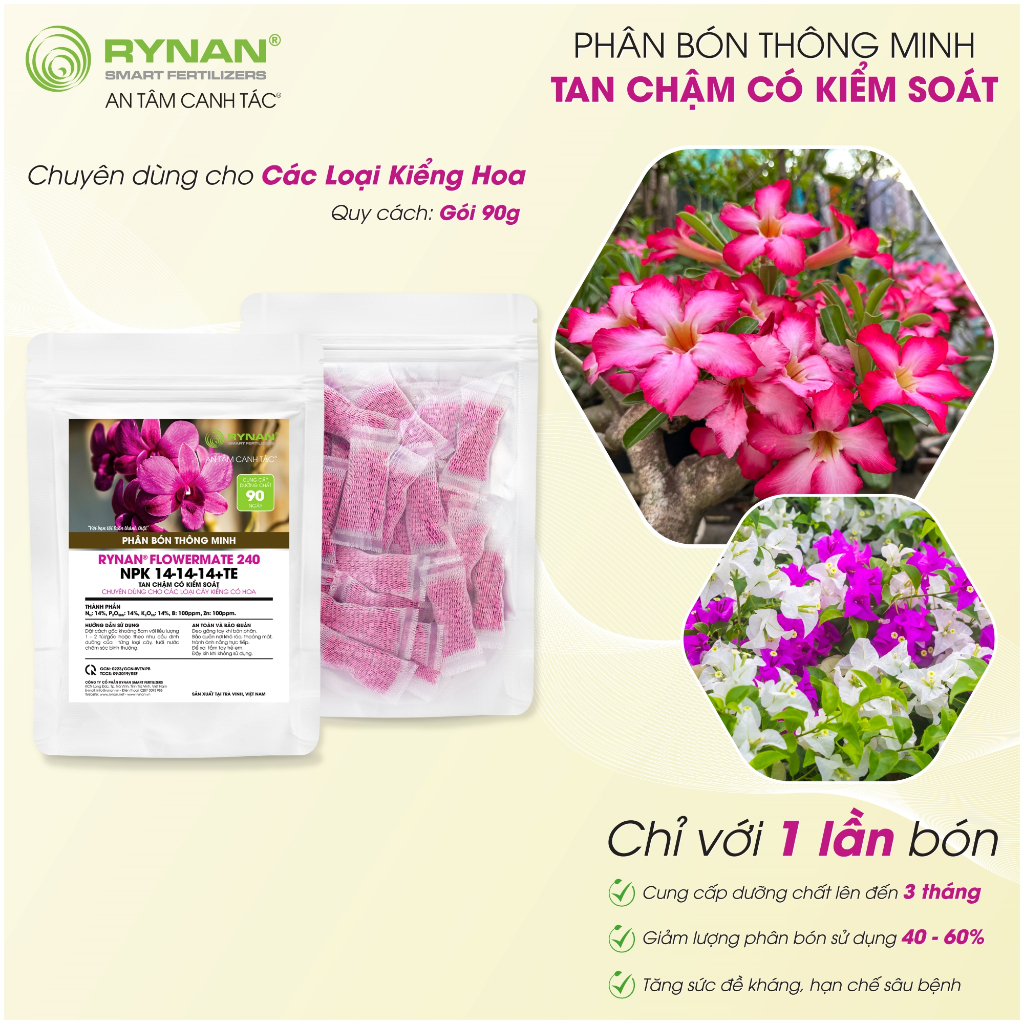 Phân Bón Tan Chậm Cho Cây Kiểng Có Hoa RYNAN® FLOWERMATE 240 NPK 14-14 ...