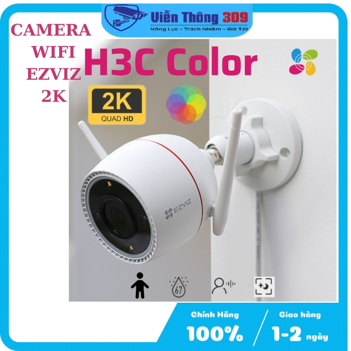 Camera wifi ngoài trời Ezviz H3C 3MP 2K, phát hiện con người, nhận biết ...