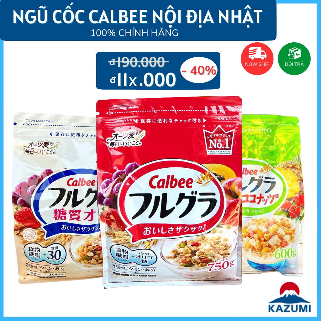Ngũ cốc Calbee, ngũ cốc trái cây yến mạch tốt cho sức khỏe, túi 380g nội địa Nhật [T4/2025 ...