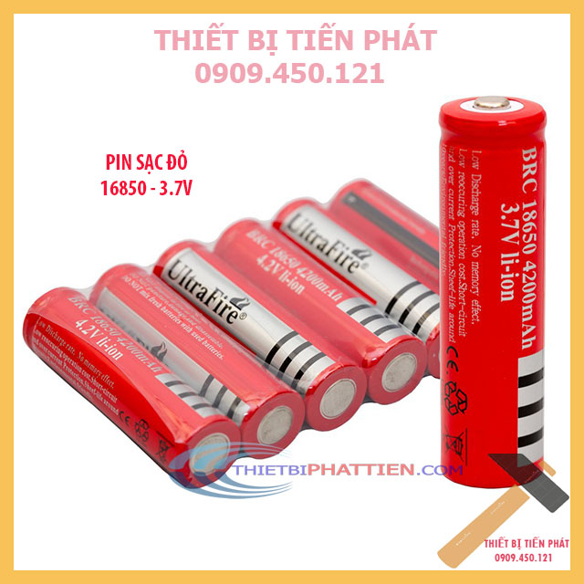 Pin Sạc 3.7V 16850 Đỏ ULTRA FIRE Xịn Dùng Cho Quạt, Đèn Pin, Bóng Đèn ...