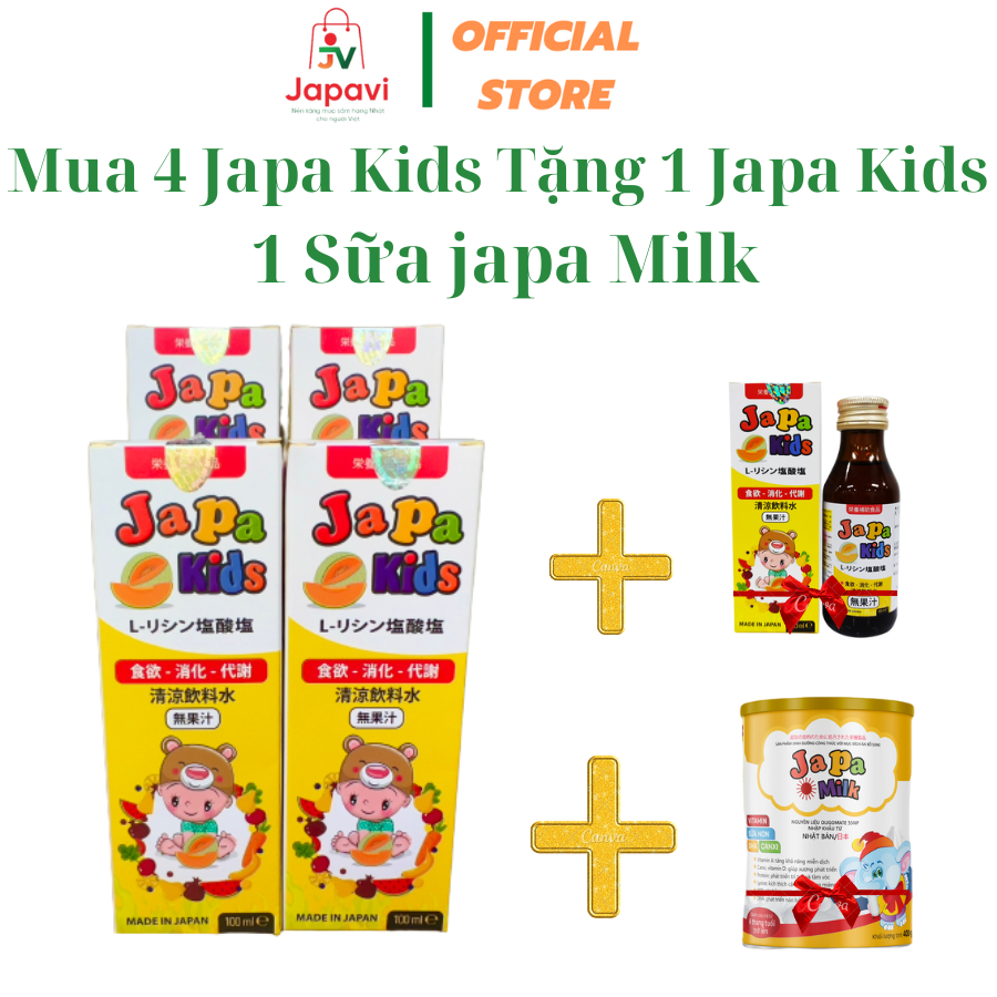 Combo mua 4 Japa Kids tặng 2 kích thích ăn ngon tăng chiều cao cho bé ...