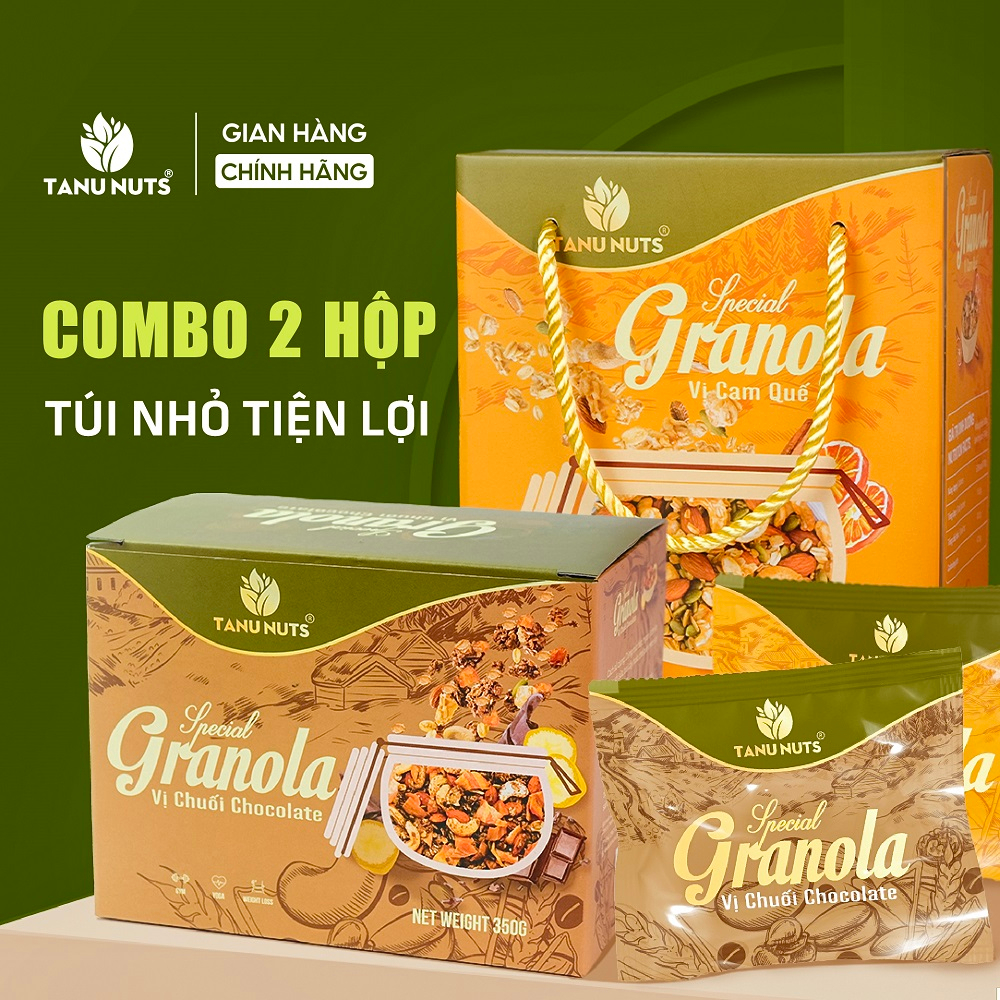 Combo 2 hộp ngũ cốc granola siêu hạt special TANU NUTS túi nhỏ tiện lợi mix hạt dinh dưỡng tốt ...