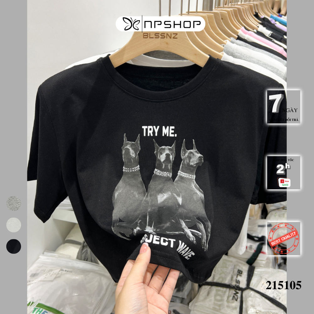 Áo thun croptop form rộng tay lỡ hoạ tiết in có độn vai 215105 | Shopee ...