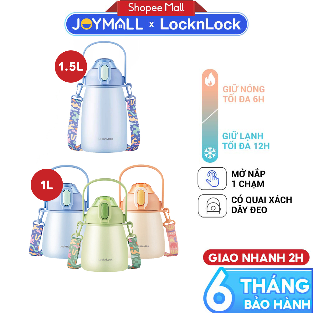 Bình giữ nhiệt LocknLock LHC3311 1lít -Hàng chính hãng, có ống hút, dây ...