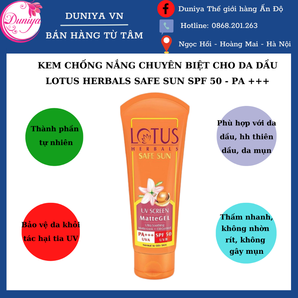 Kem chống nắng thảo mộc dành cho da dầu Lotus SPF 50 PA +++ 100g ...