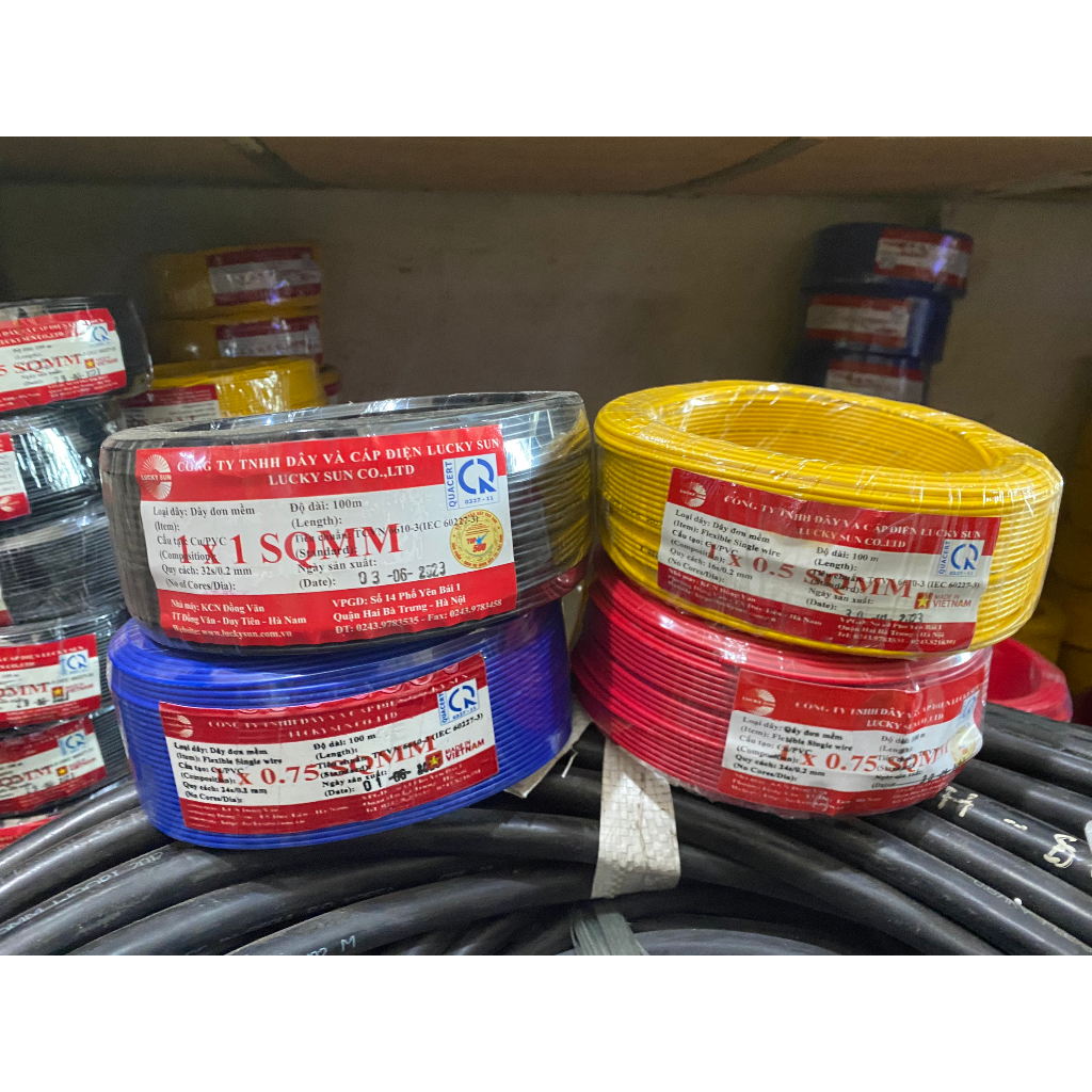 Dây điện đơn mềm 1x0,3 1x0.5mm2 1x0.75mm2 1x1 1x1,5 lõi đồng đỏ 100% đủ màu | Shopee Việt Nam