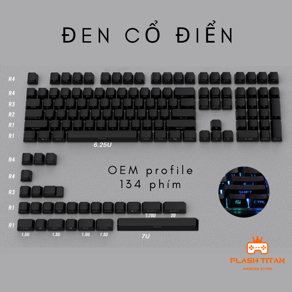 Keycap JKDK Polar PBT phối màu Ombre - OEM profile - Keycap custom hiệu ứng ánh sáng đẹp mắt ...