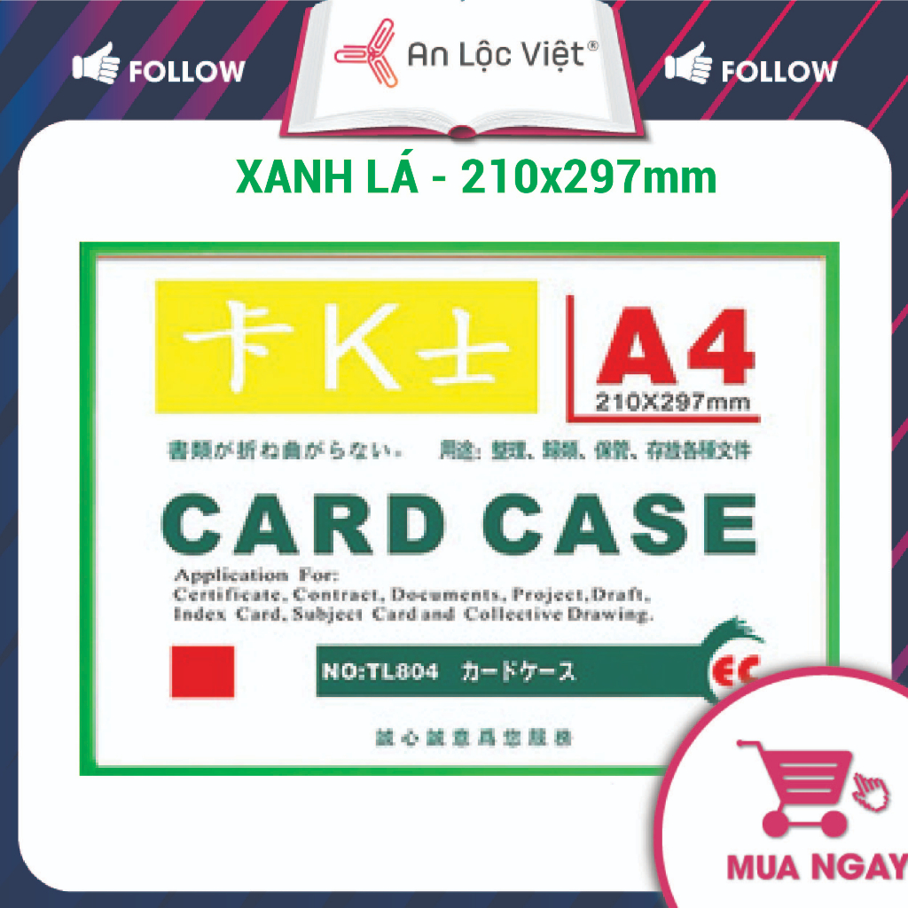 Card case A4 nam châm dày Sanqi - Telun với chất liệu nhựa PVC trong suốt, mặt sau có nam châm ...