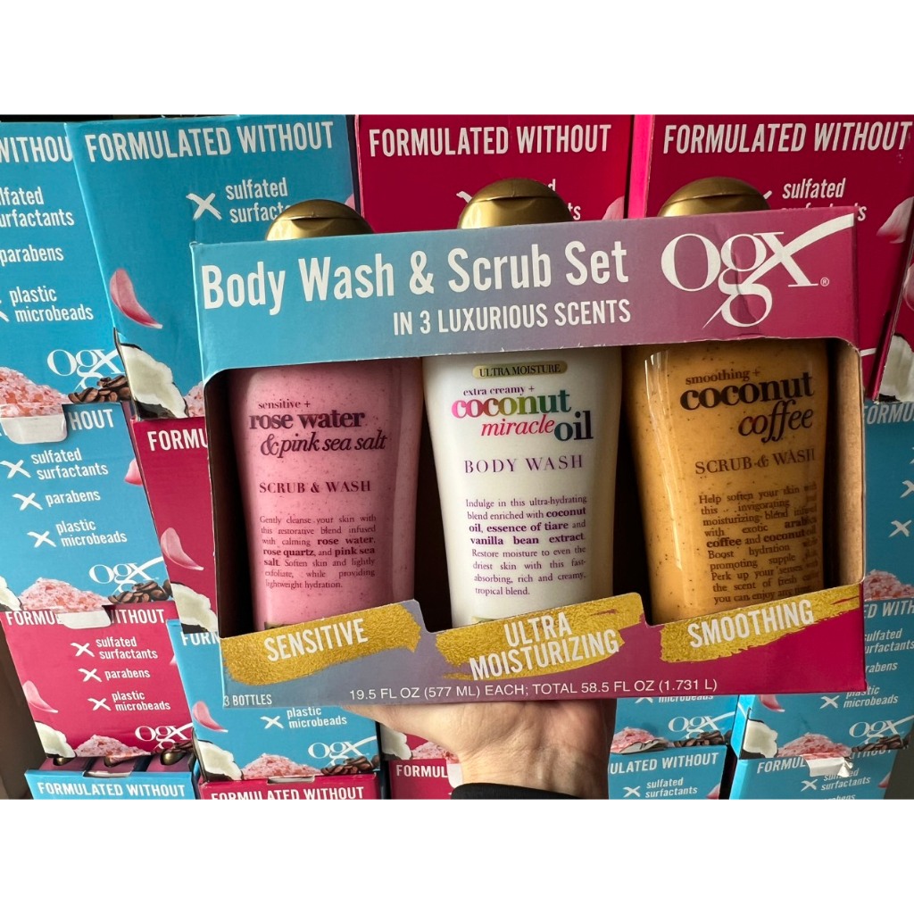Set 3 chai sữa tắm Body Wash & Scr ub Set Ogx (3x577ml) | Shopee Việt Nam