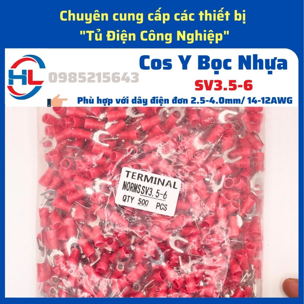 [500 Chiếc] Đầu cos chữ y sv3.5-6, cos chẻ, y3.5-6, cos y bọc nhựa, cos ...