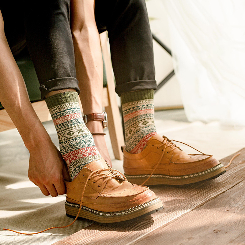 Set 5 đôi Tất,vớ Nam thổ cẩm,tất nam cao cổ phong cách vintage len cao ...