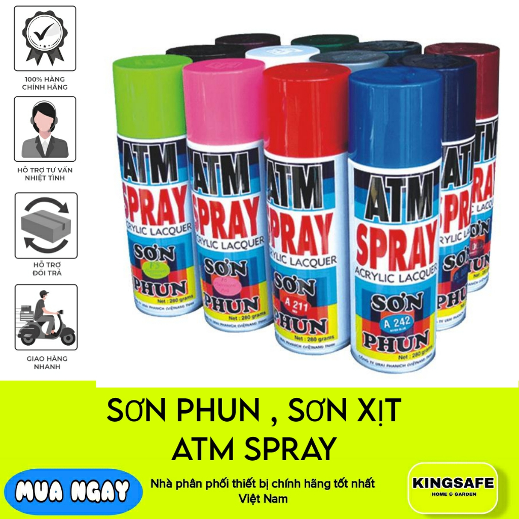 SƠN PHUN , SƠN XỊT ATM SPRAY 400ML , ĐA DẠNG MÀU SẮC , DỂ DÀNG SỬ DỤNG ...