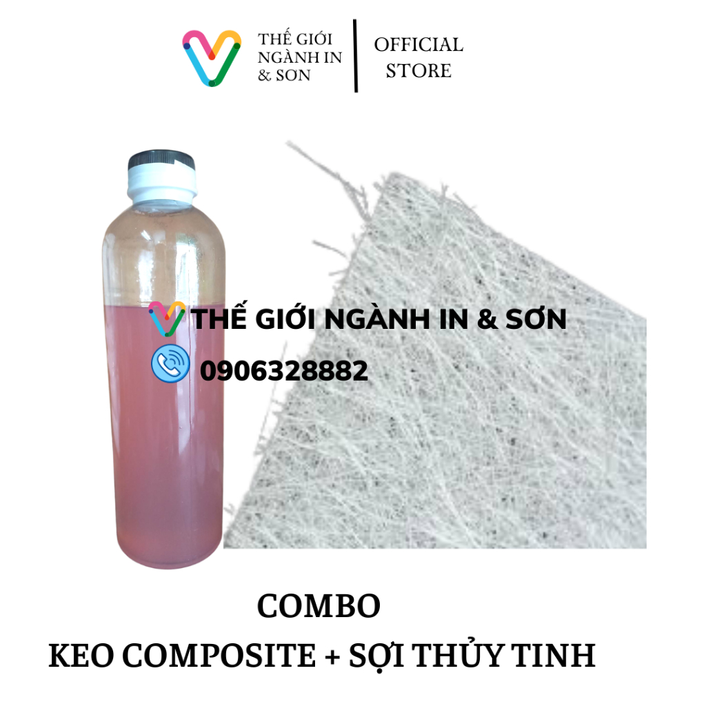 Combo keo composite 1 kg + sợi thủy tinh 1 kg (tặng chất xúc tác kèm ...