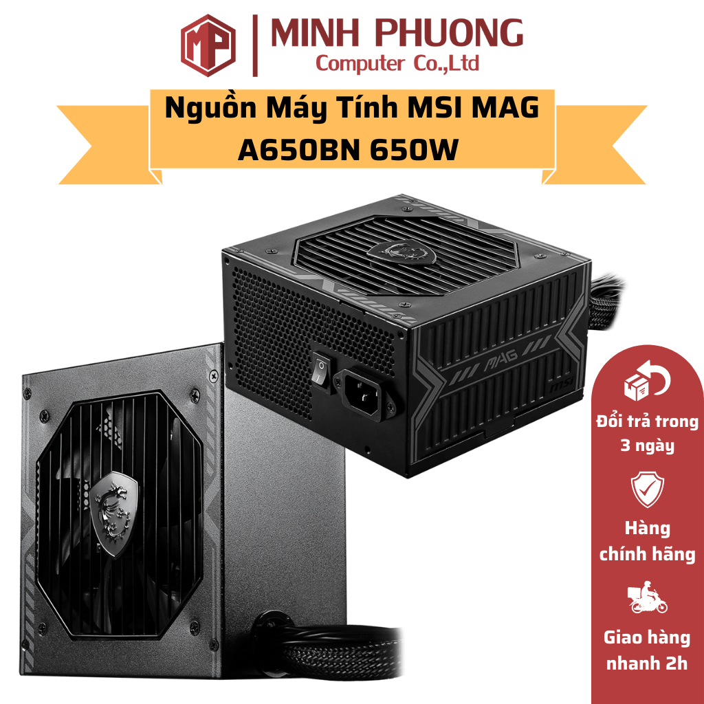 Nguồn máy tính MSI MAG A650BNL 650W (80 Plus Bronze Màu Đen) - Hàng chính hãng - Bảo hành 3 năm ...