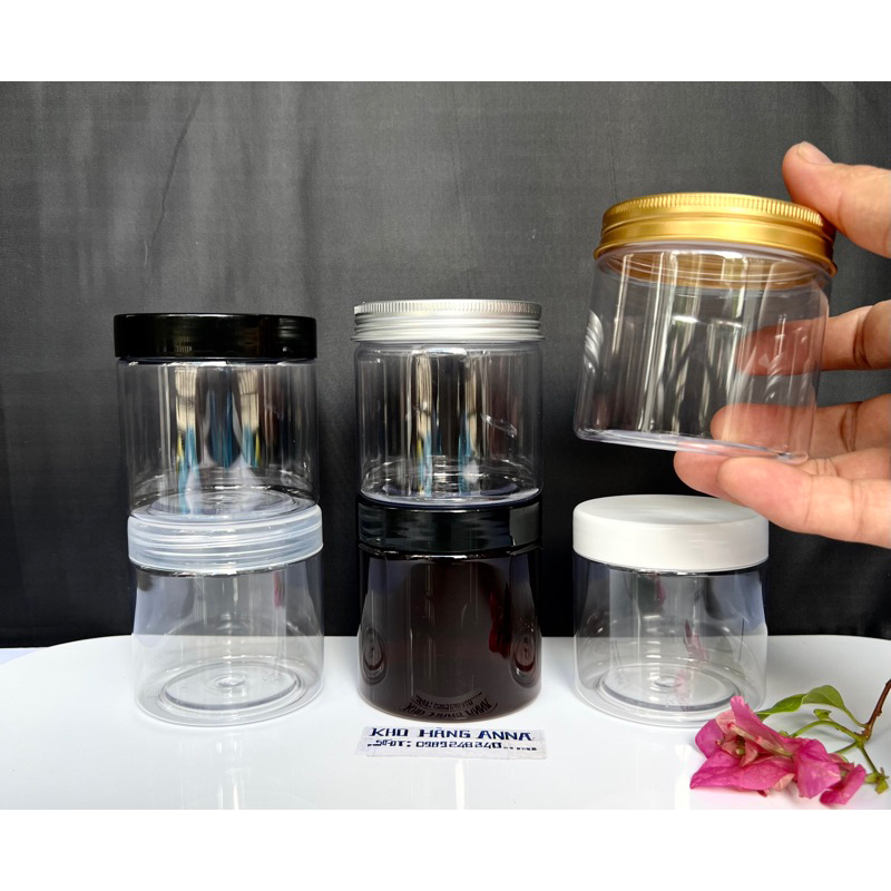HỦ NHỰA TRONG SUỐT NẮP NHÔM HỒNG / VÀNG 200g 250g 300g 500g 750g 1kg 100g 50g - HỘP NHỰA PET ...