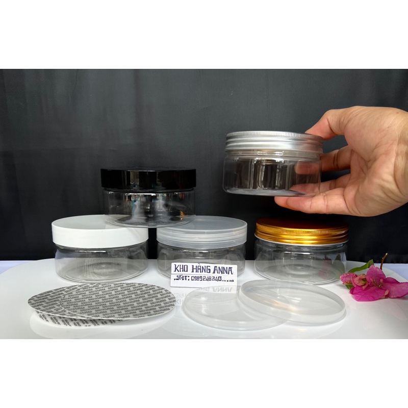 HỦ NHỰA TRONG SUỐT NẮP NHÔM HỒNG / VÀNG 200g 250g 300g 500g 750g 1kg 100g 50g - HỘP NHỰA PET ...