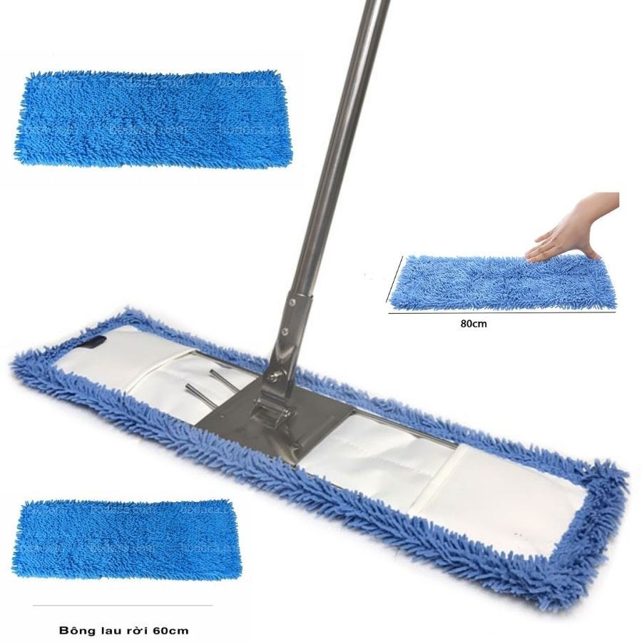 Cây Lau Nhà INOX Công Nghiệp CÓ TĂNG ĐƯA Microfiber San Hô 45cm - 60cm ...