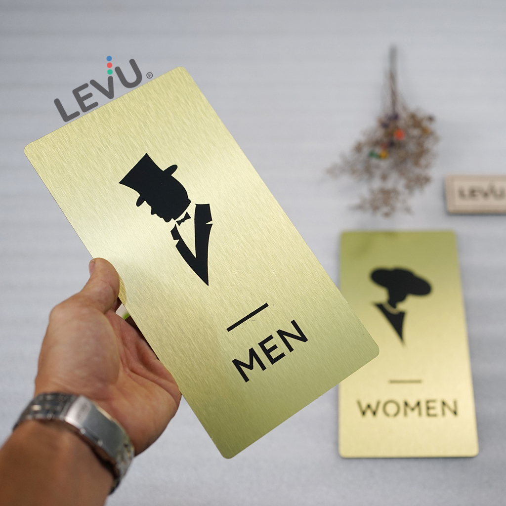Bảng decor toilet bằng nhôm alu dán cửa phòng WC - Restroom - Men ...