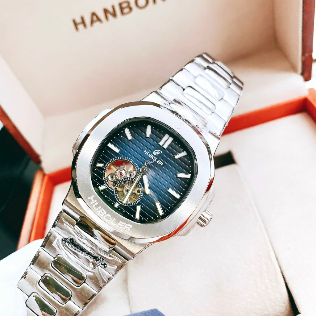 Đồng hồ nam Huboler 88020 máy cơ Automatic mặt xanh than, Size 40mm ...