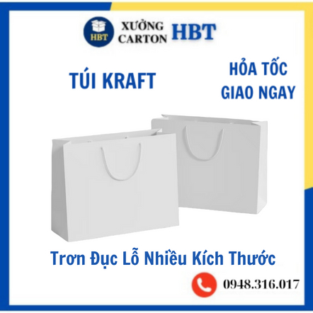 [C] - Túi Giấy Kraft Trơn Đục Lỗ Đầy Đủ Các Size - Nhiều màu có quai ...