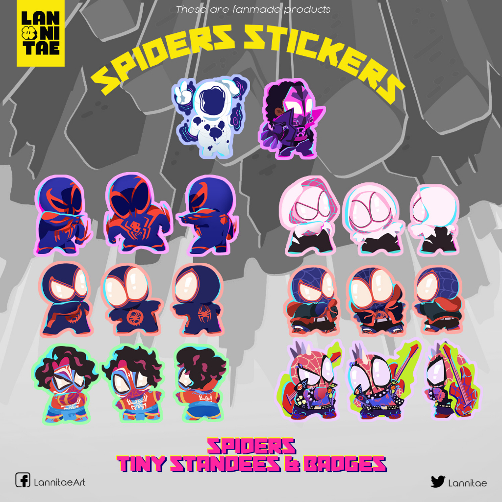 Sticker nhãn dán nhân vật Spiderverse chibi Nhện đa vũ trụ cán holo ...