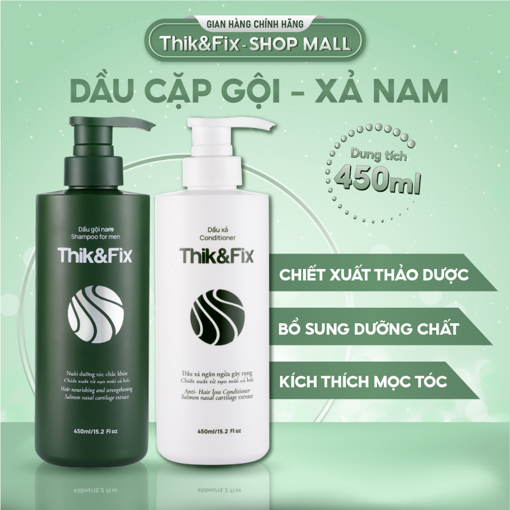 [HÀNG CHÍNH HÃNG] Cặp dầu gội - xả mọc tóc cho Nam Thik&Fix - Giảm rụng ...