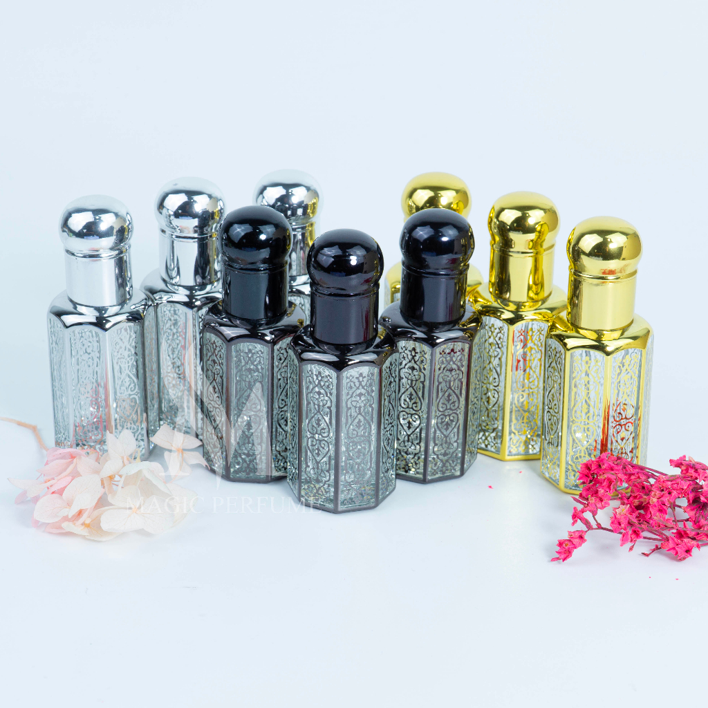 Chai lọ đựng tinh dầu chai trụ 12ml hoa văn in uv dang lăn bi nhựa ...