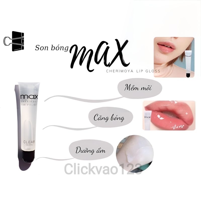 SON BÓNG KHÔNG MÀU MAX MAKEUP GLOSS SIÊU CĂNG BÓNG | Shopee Việt Nam