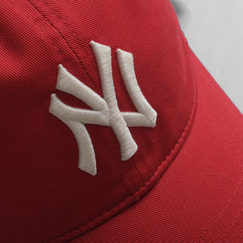 Mũ lưỡi trai MLB Meowist chất liệu vải Kaki màu đỏ logo NY, nón lưỡi ...