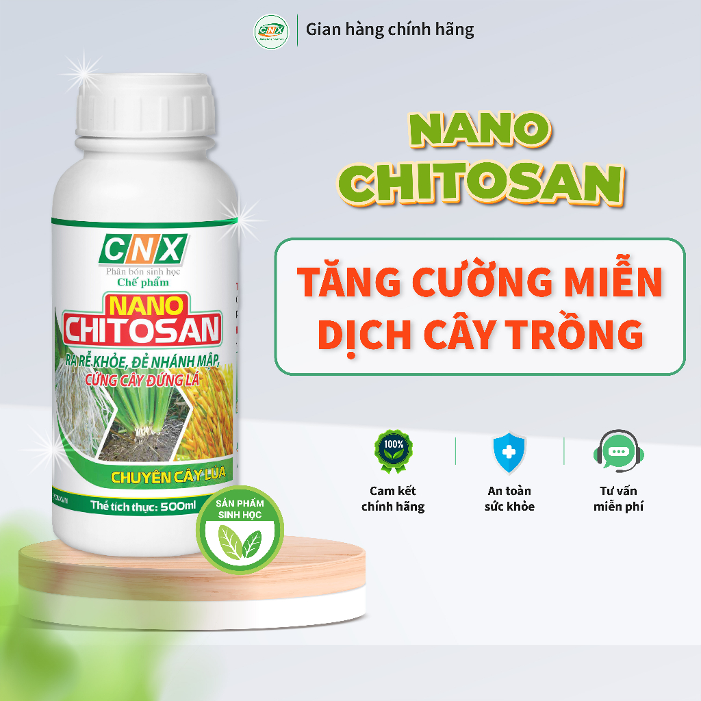 Chế phẩm sinh học NANO CHITOSAN điều hòa sinh trưởng, ra rễ khỏe, đẻ nhánh nhanh, tăng cường ...
