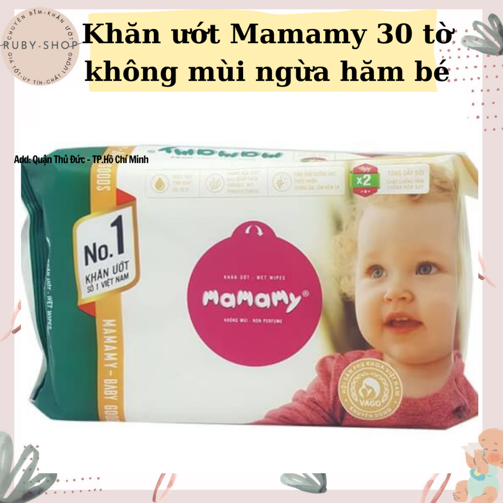 [30 TỜ] Khăn giấy ướt MAMAMY 30 tờ không mùi chính hãng cho bé sơ sinh ...