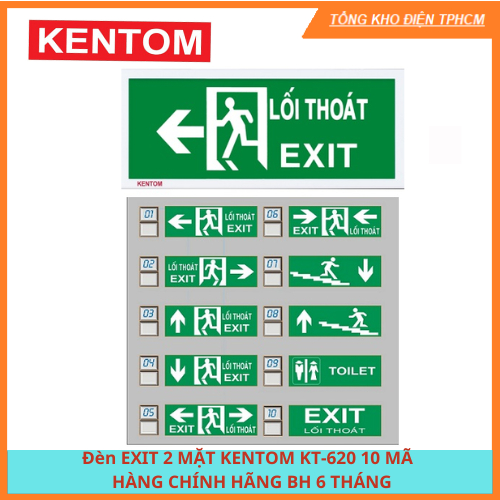Đèn EXIT 2 MẶT KENTOM KT-620 10 MÃ - HÀNG CHÍNH HÃNG BH 6 THÁNG | Shopee Việt Nam