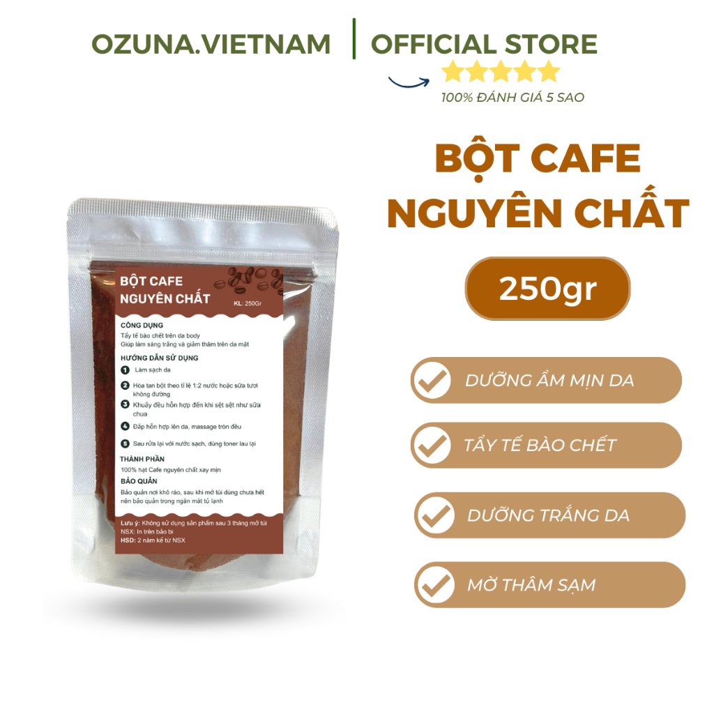 Bột cafe nguyên chất tẩy da chết body và đắp mặt dưỡng trắng căng mịn ...