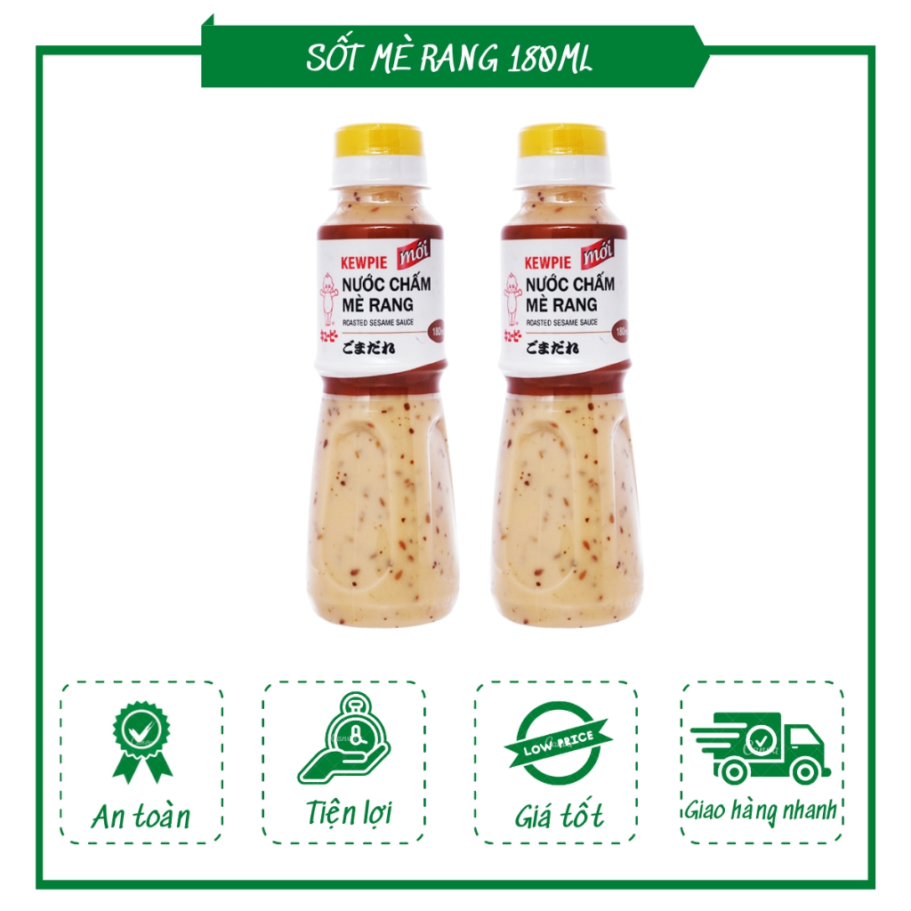Combo 2 chai sốt mè rang kewpie 180ml trộn salad chấm rong nho tách ...