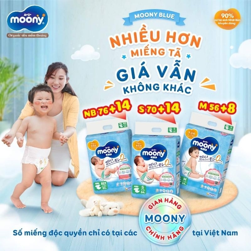 Tã/Bỉm Moony dán/quần Blue/Natural M58/M64/L54/L44/xl38/S84/newborn 90 ...