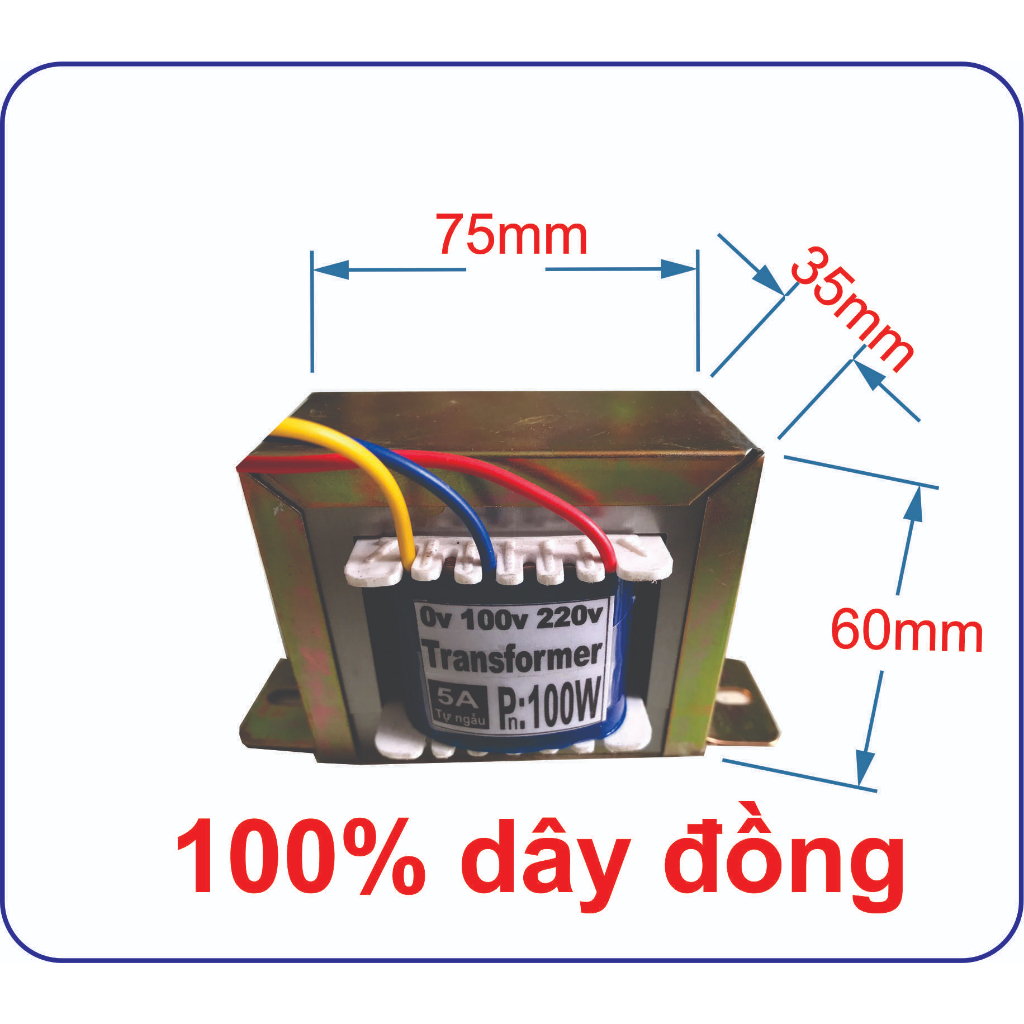 Biến áp 100W(vuông) 220v ra 100v dùng cho hàng nội địa Nhật 100% đồng, Biến thế 220v ra 110v ...