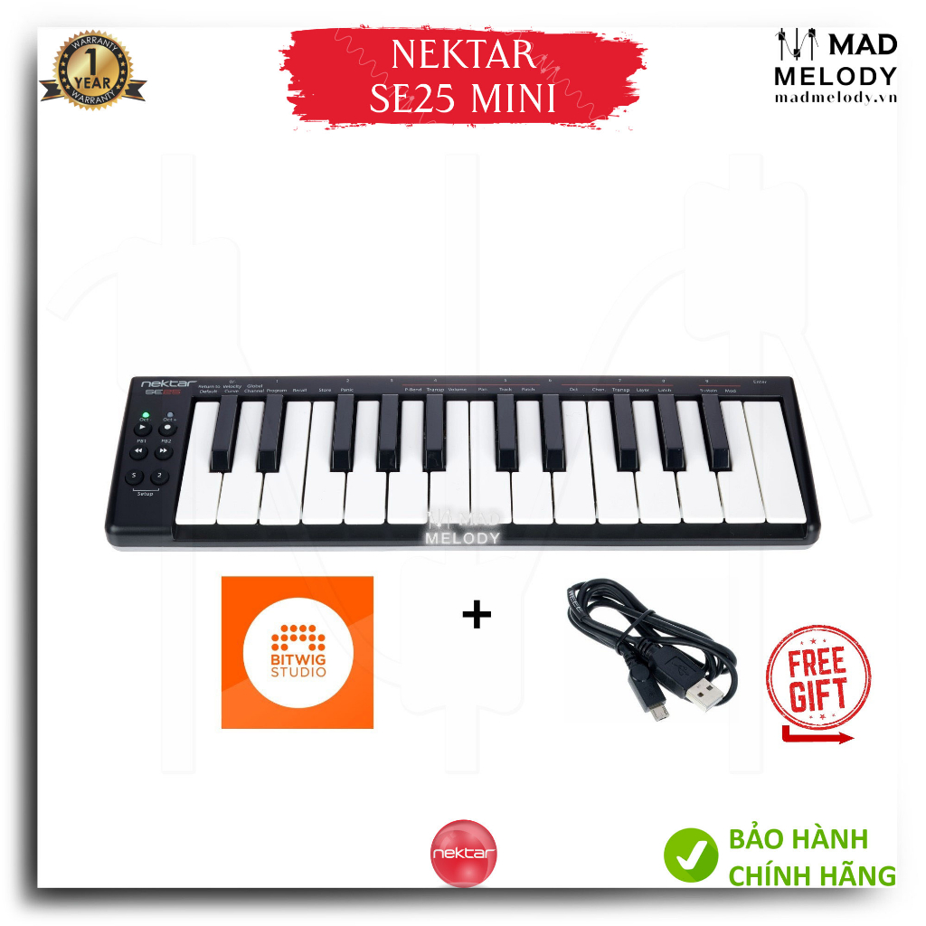 [BH1NĂM] Đàn làm soạn nhạc Nektar SE25 Mini 25-Key USB MIDI Keyboard ...