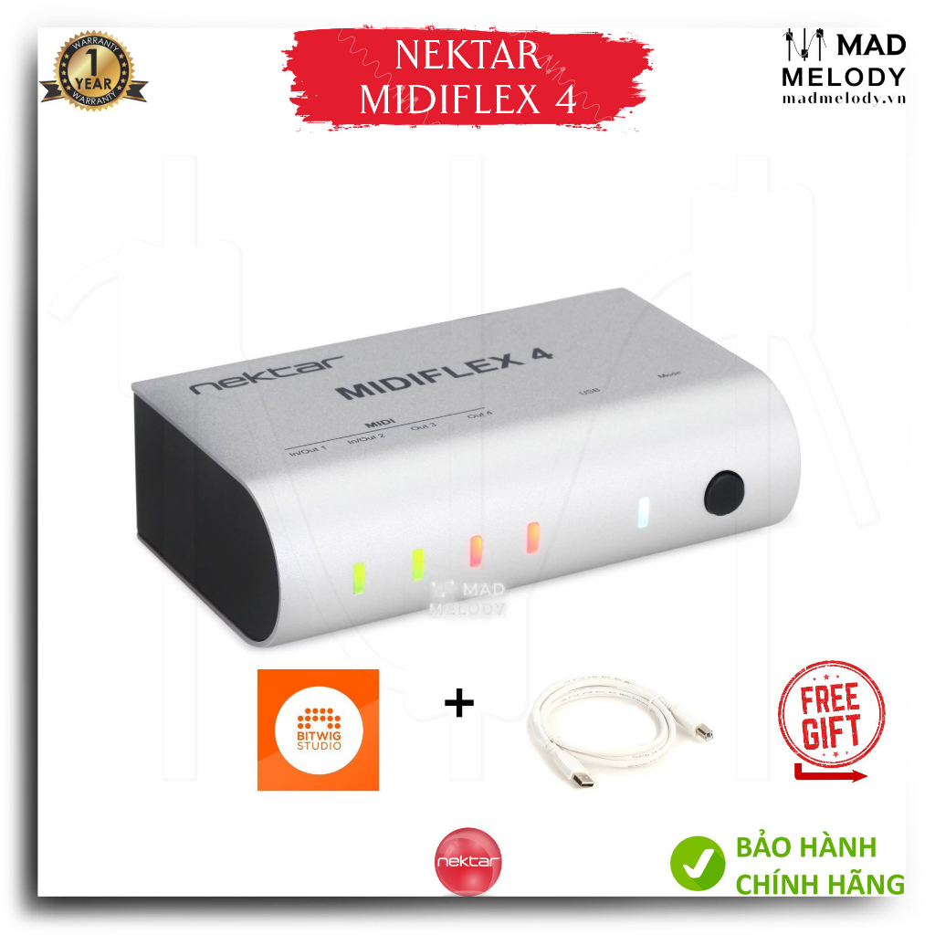 [BH1NĂM] Card giao tiếp Nektar MIDIFLEX 4 USB MIDI Interface chuyển đổi ...