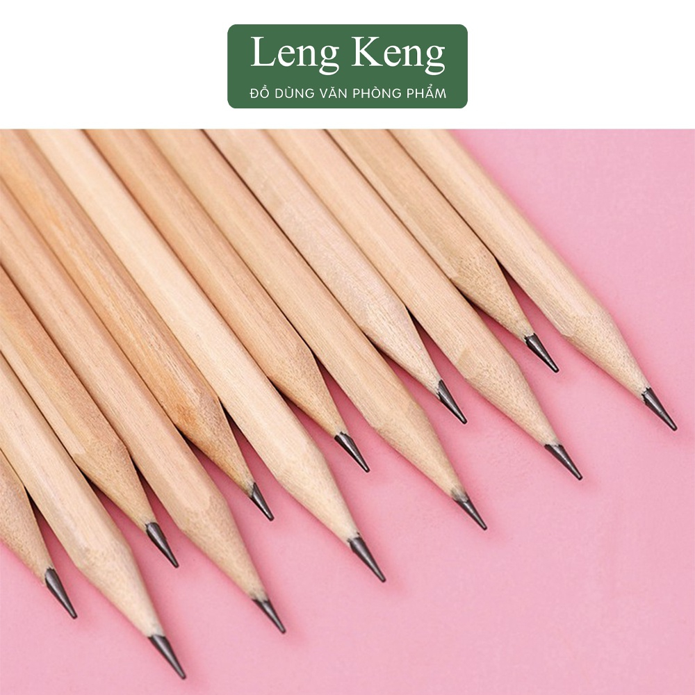 Combo 10 Bút chì HB lục giác văn phòng phẩm Leng Keng gỗ thiên nhiên ...