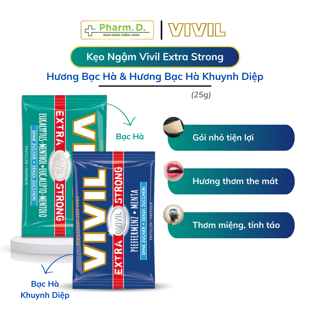 [CHÍNH HÃNG] Kẹo Ngậm Không Đường VIVIL Extra Strong Sugar Free Hỗ Trợ ...