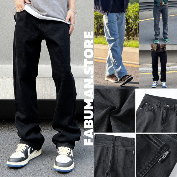 Quần jean nam cạp cao phom suông rộng quần bò ống đứng chất jeans cao ...