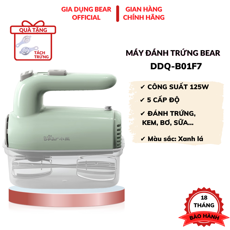 Máy đánh trứng cầm tay mini Bear DDQ-B01f7, Máy đánh kem, bột, bơ, tạo bọt sữa, đánh nước sốt ...