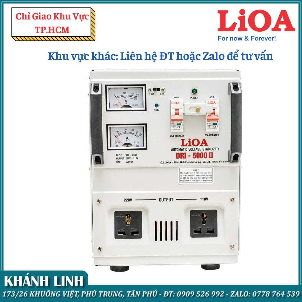 Ổn áp 1 pha LIOA DRI-5000 II 5.0kVA điện áp vào 90V - 250V ( Thế hệ mới 2018 ) | Shopee Việt Nam
