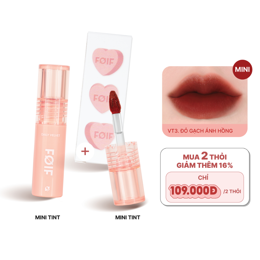 Combo 2 Son Kem Lì FOIF Daily Velvet Tint 3g + Mini FOIF BY MERZY ...