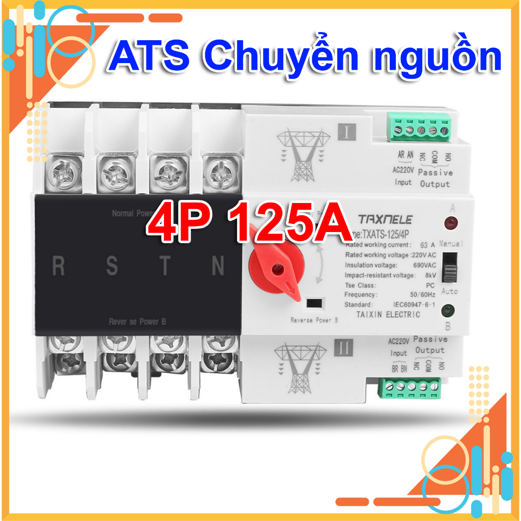 ATS Chuyển Mạch Nhanh 2 Nguồn Độc Lập Tự Động 3 Pha 4P 125A - Chuyển ...