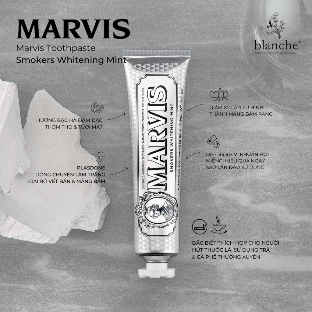 [Hàng Công Ty] Kem Đánh Răng Marvis Smokers Whitening Mint 85ml Chính Hãng - Làm Trắng Răng ...