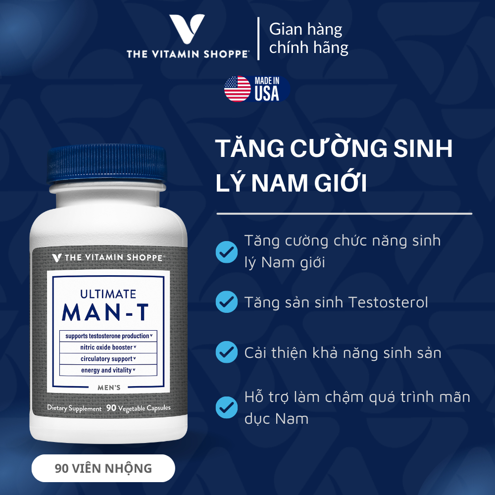 Viên uống tăng cường sinh lý nam giới THE VITAMIN SHOPPE Ultimate Man-T 90 viên | Shopee Việt Nam